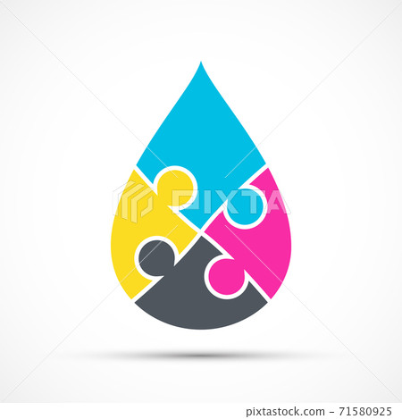 CMYK liquid ink drop. Color pigments icon - Stock Illustration ...