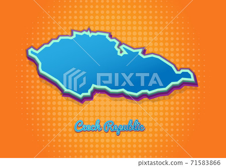 Retro map of Czech Republic with halftone... - Stock Illustration ...