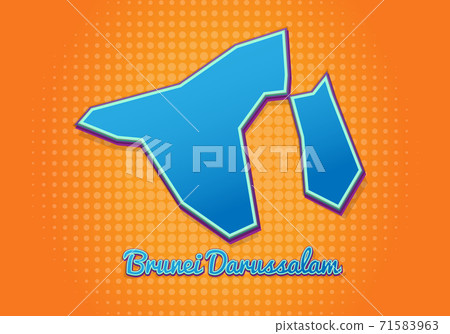 Retro map of brunei Darussalam with halftone... - Stock Illustration ...