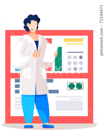 Man analyzes graphs and charts on the... - Stock Illustration [71584471 ...