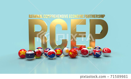 The gold text rcep or Regional Comprehensive... - Stock Illustration ...