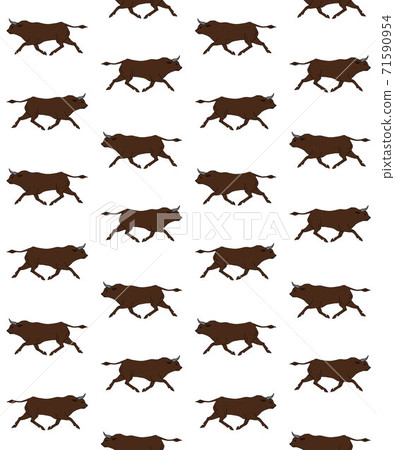 Vector seamless pattern of sketch bull - Stock Illustration [71590954 ...