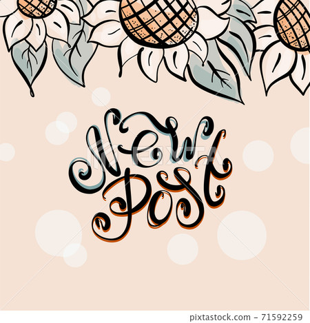 New post beautiful lettering handwritten flat... - Stock Illustration ...