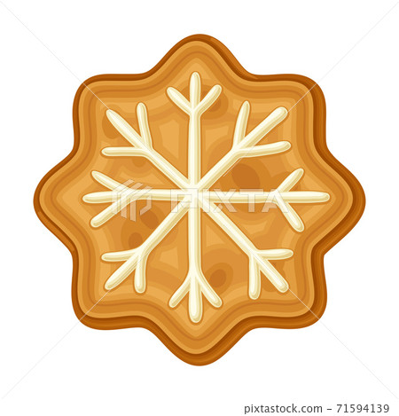 Snowflake as Shaped Baked Cookie and Merry... - Stock Illustration ...