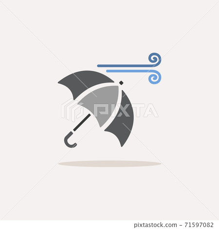 Umbrella and wind. Color icon with shadow.... - Stock Illustration ...