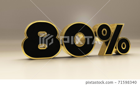 80 percent 3d gold and black luxury text... - Stock Illustration ...