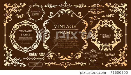 High-class vintage frame design set Ruled line... - Stock Illustration ...