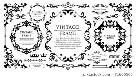 High-class vintage frame design set Ruled line... - Stock Illustration ...