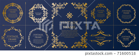 High-class vintage frame design set Ruled line... - Stock Illustration ...