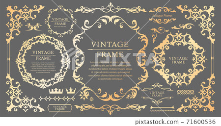 High-class vintage frame design set Ruled line... - Stock Illustration ...