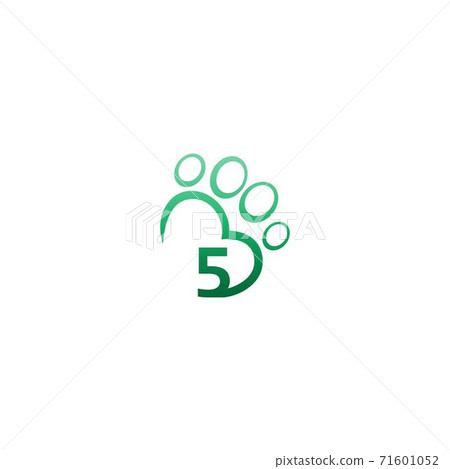 Number 5 icon on paw prints logo - Stock Illustration [71601052] - PIXTA