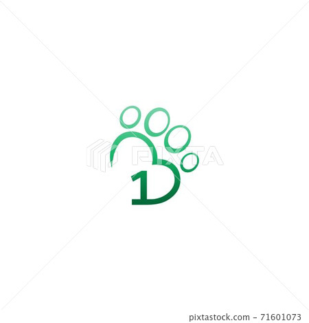 Number 1 icon on paw prints logo - Stock Illustration [71601073] - PIXTA