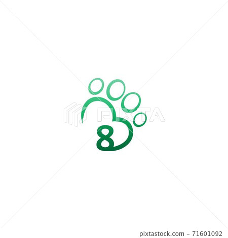Number 8 icon on paw prints logo - Stock Illustration [71601092] - PIXTA