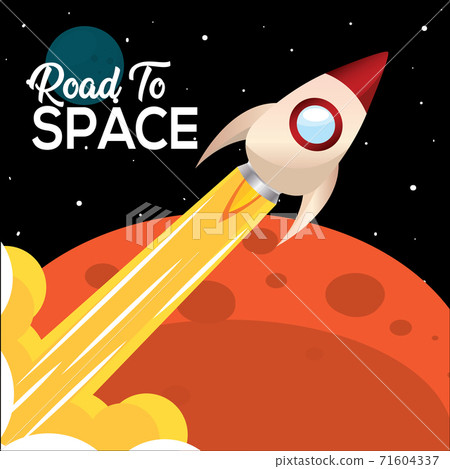 Space rocket take off mars road to space - Stock Illustration [71604337 ...