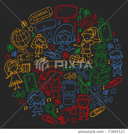 Vector pattern with items for school. Online... - Stock Illustration ...