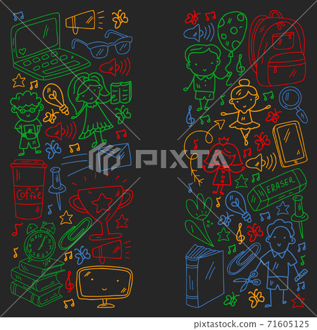 Vector pattern with items for school. Online... - Stock Illustration ...