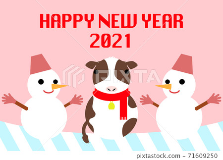 New Year's card with a cow-shaped snowman and... - Stock Illustration ...