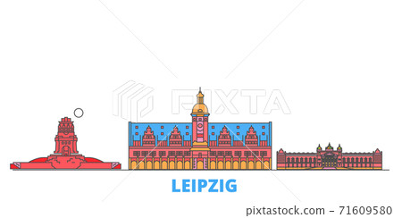 Germany, Leipzig line cityscape, flat vector.... - Stock Illustration ...
