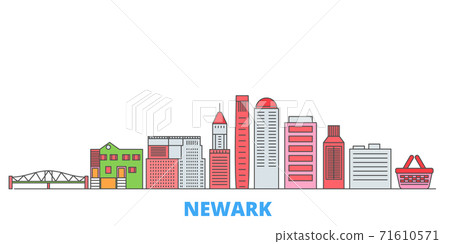 United States, Newark line cityscape, flat... - Stock Illustration ...