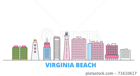 United States, Virginia Beach line cityscape,... - Stock Illustration ...