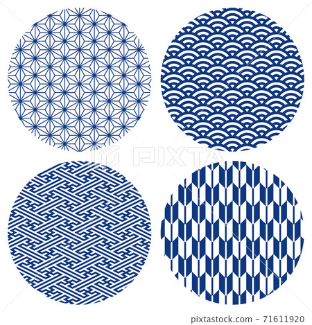 Japanese traditional pattern set dark blue yen - Stock Illustration ...