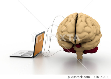computer connected to a human brain. - Stock Illustration [71614092 ...