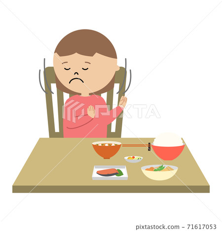 Illustration of a girl who does not eat rice - Stock Illustration ...