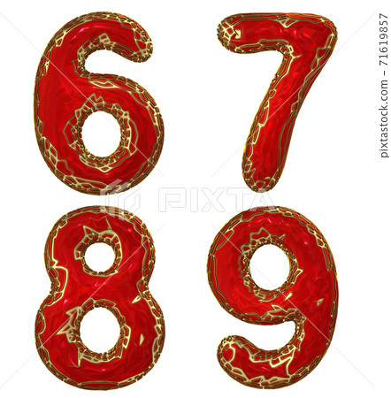Number set 6, 7, 8, 9 made of realistic 3d... - Stock Illustration ...