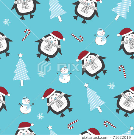 Christmas seamless pattern with penguin... - Stock Illustration ...