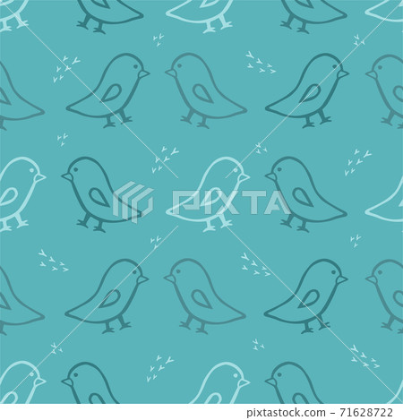 Seamless hand-drawn bird pattern. Children design. - Stock Illustration ...