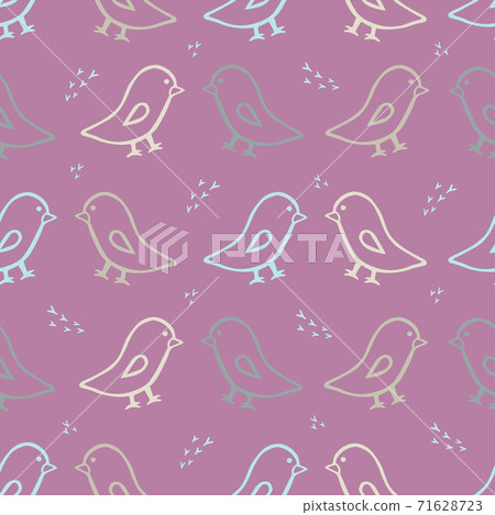 Seamless hand-drawn bird pattern. Children design. - Stock Illustration ...