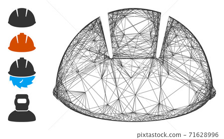 Linear Builder Helmet Vector Mesh - Stock Illustration [71628996] - PIXTA