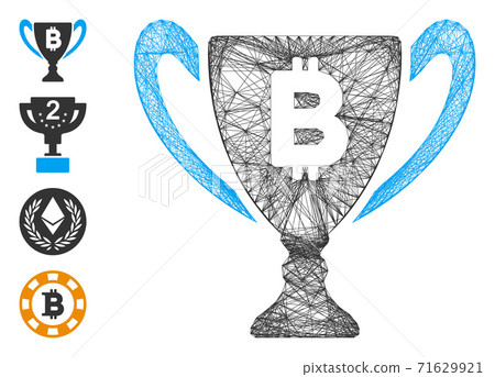 Linear Bitcoin Award Cup Vector Mesh - Stock Illustration [71629921 ...