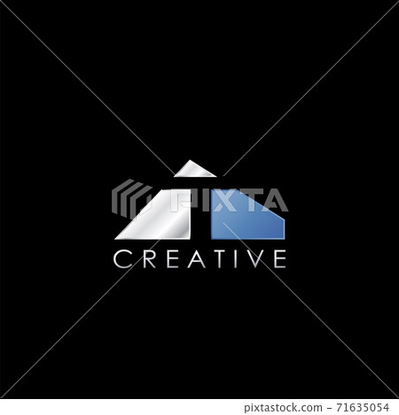 T Letter Negative Space Logo, Creative... - Stock Illustration ...