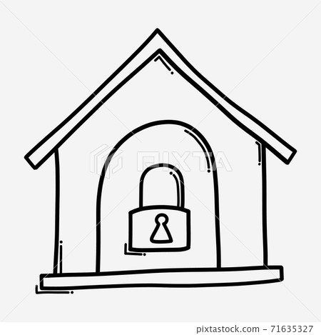 lock house doodle vector icon. Drawing sketch... - Stock Illustration ...