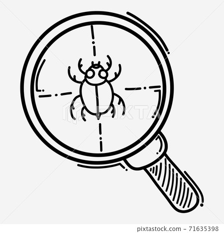 bug in magnifier doodle vector icon. Drawing... - Stock Illustration ...