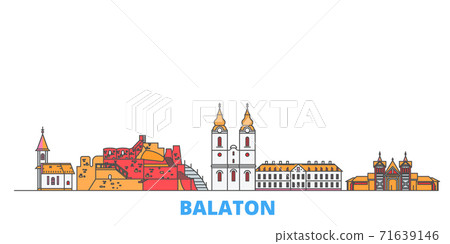 Hungary, Balaton line cityscape, flat vector.... - Stock Illustration ...
