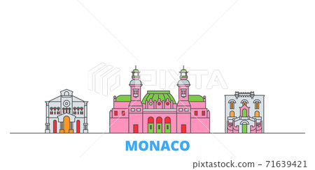 Monaco line cityscape, flat vector. Travel city... - Stock Illustration ...