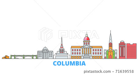 United States, Columbia line cityscape, flat... - Stock Illustration ...