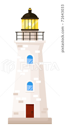 Navy lighthouse with lighting beam isolated on... - Stock Illustration ...