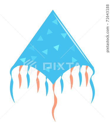 Traced toy blue triangle kite isolated on white - Stock Illustration ...