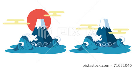 Illustration material of Mt. Fuji and waves... - Stock Illustration ...