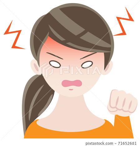 Illustration of a woman raising her fist angry - Stock Illustration ...
