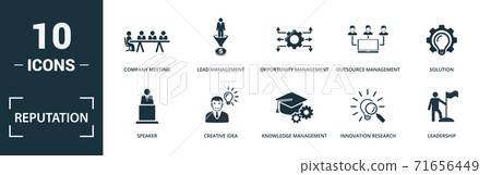 Reputation icon set. Monochrome sign collection... - Stock Illustration ...