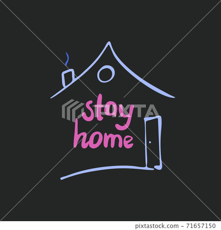 Stay home. Cute hand drawn doodle quote inside... - Stock Illustration ...