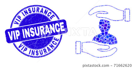 Blue Grunge Vip Insurance Stamp and Customer... - Stock Illustration ...