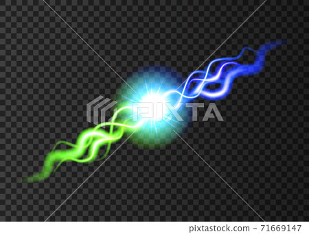 Clash of two neon rays on transparent... - Stock Illustration [71669147 ...