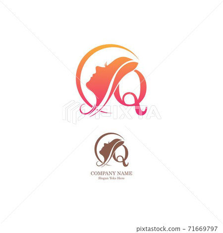 Beautiful face logo letter Q icon in front design - Stock Illustration ...