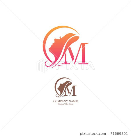 Beautiful face logo letter M icon in front design - Stock Illustration ...