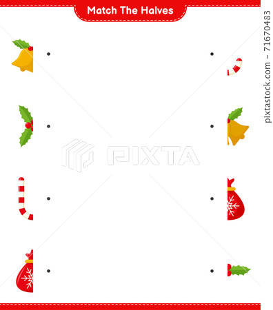 Match the halves. Match halves of Christmas... - Stock Illustration ...